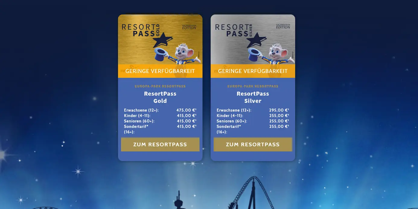 Europa-Park ResortPass: Gold and Silver Nearly Sold Out | Europa-Park ...